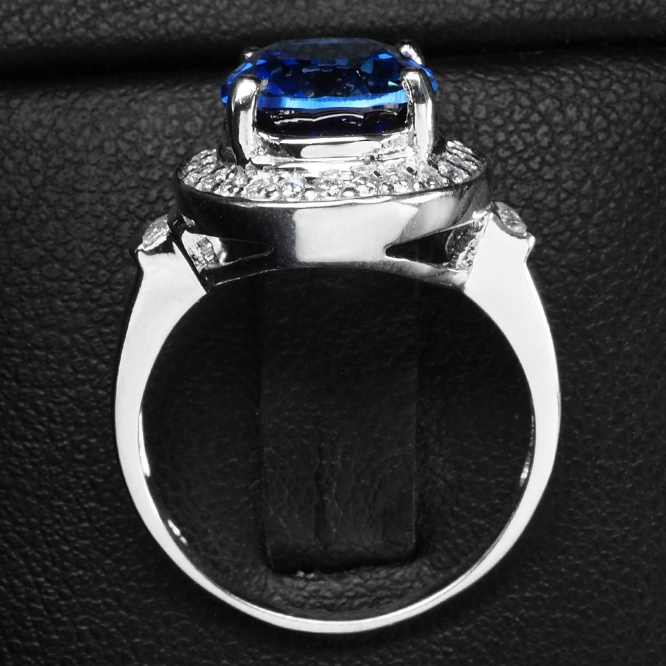 Stupendous Vivid Blue Sapphire Oval 5Ct 925 Sterling Silver Rings New ...