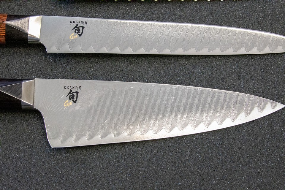 RARE Shun Kramer Knives - Damascus 8" Chef, Bread, Slicer, & ceramic ...