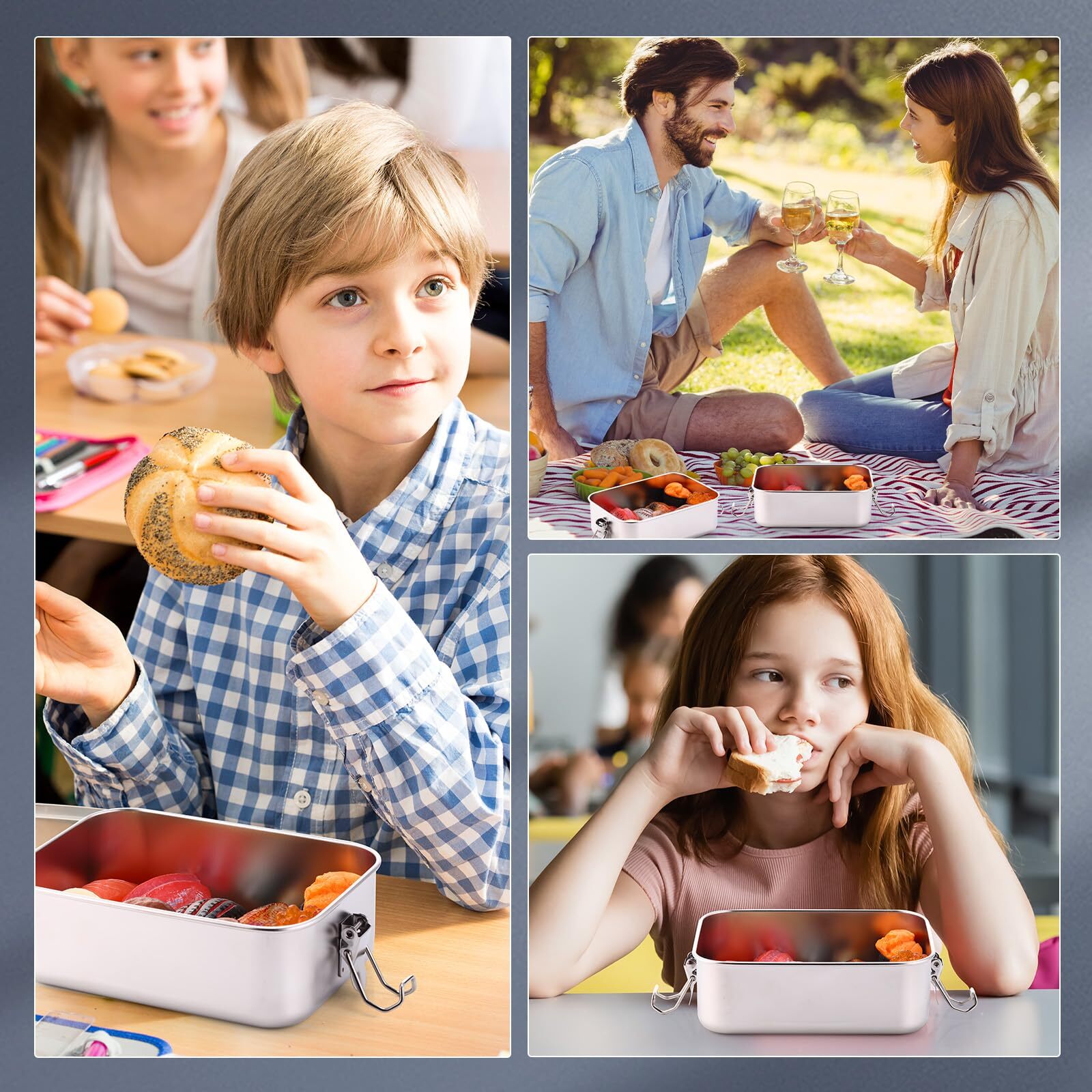 Stainless Steel Bento Box Metal Lunch Box Food Storage Containers Metal ...