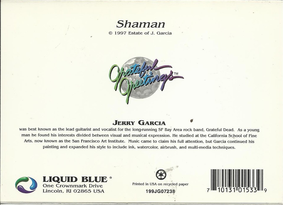 LIQUID BLUE GRATEFUL GREETINGS "SHAMAN" BLANK GREETING CARD JERRY ...