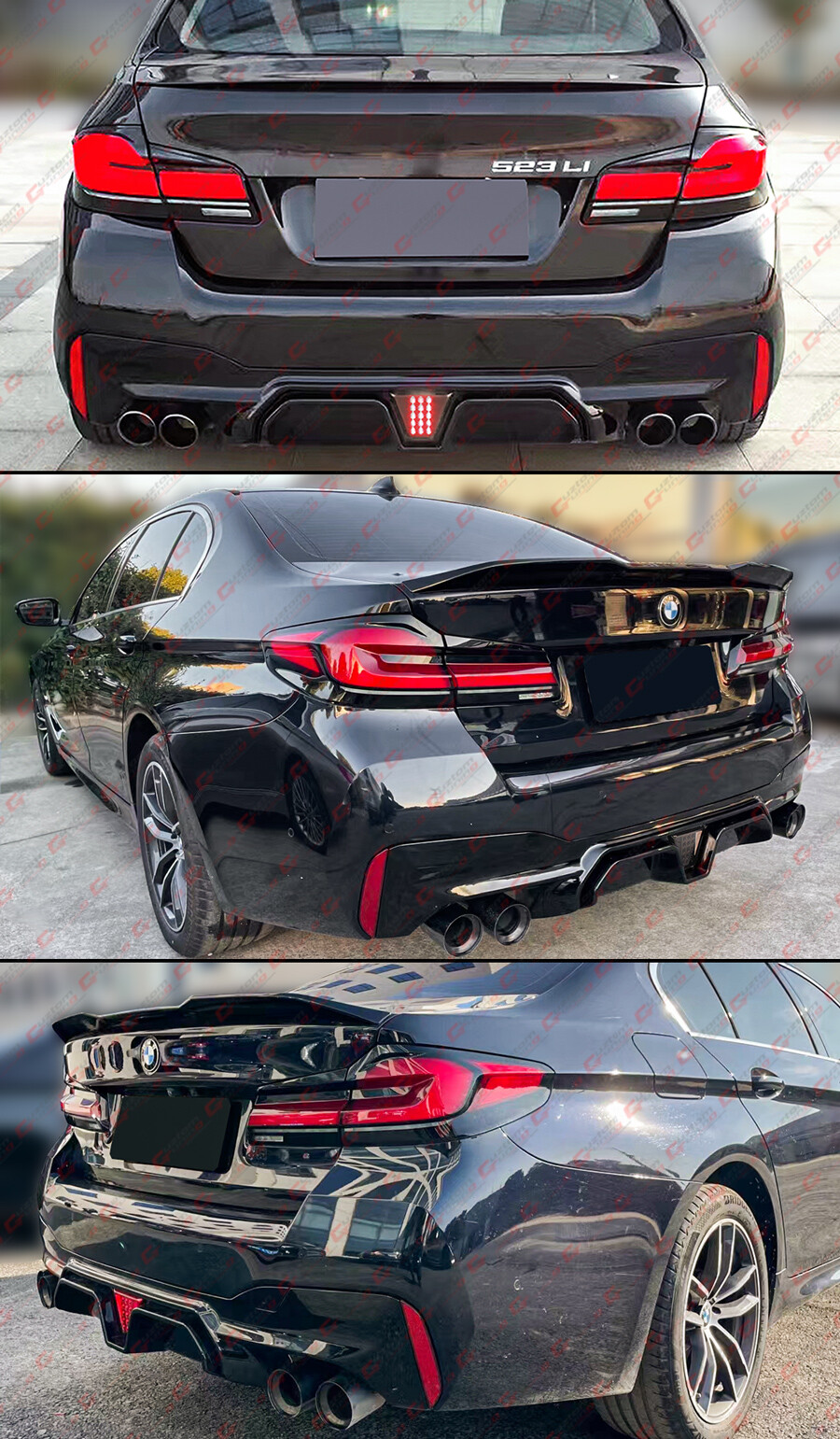 For 17-23 BMW G30 5 Series M5 CS Style Smoke lens LED Gloss Black Rear ...