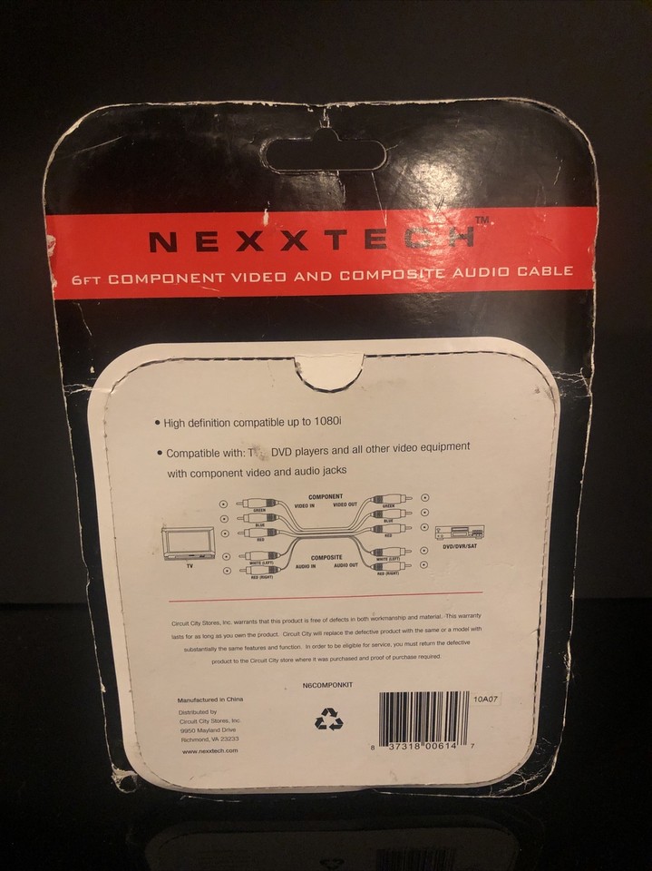 NEW - Component Video & Composite Audio Cable - 6 ft (NEXXTECH) NIB ...