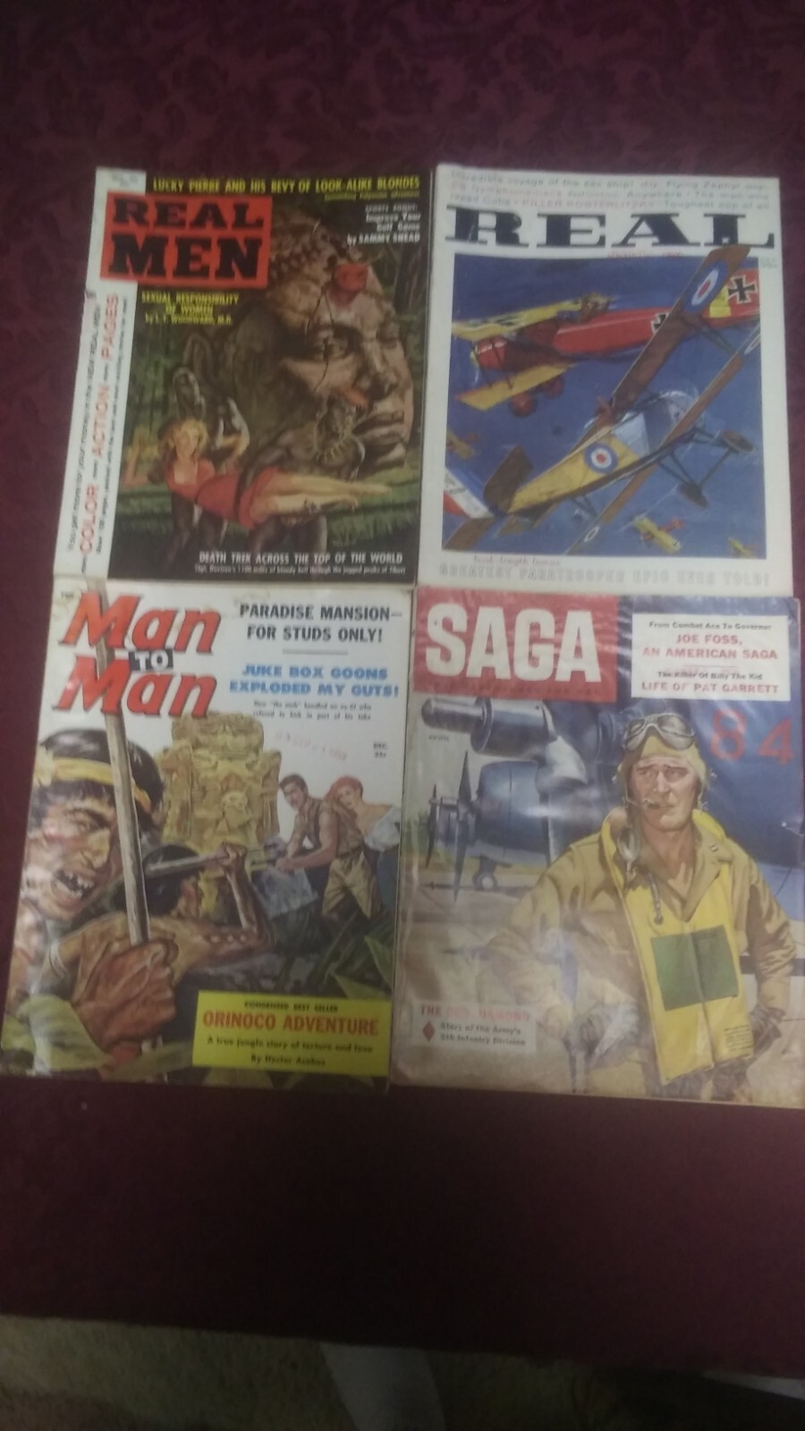 lot of 4 men's pulp magazines real , real men, saga, man to man | eBay
