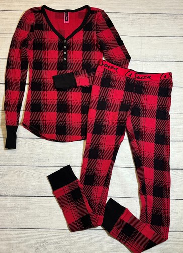 La Senza Women's Small 2 Piece Pajama Set Buffalo Plaid/Check Red/Black ...