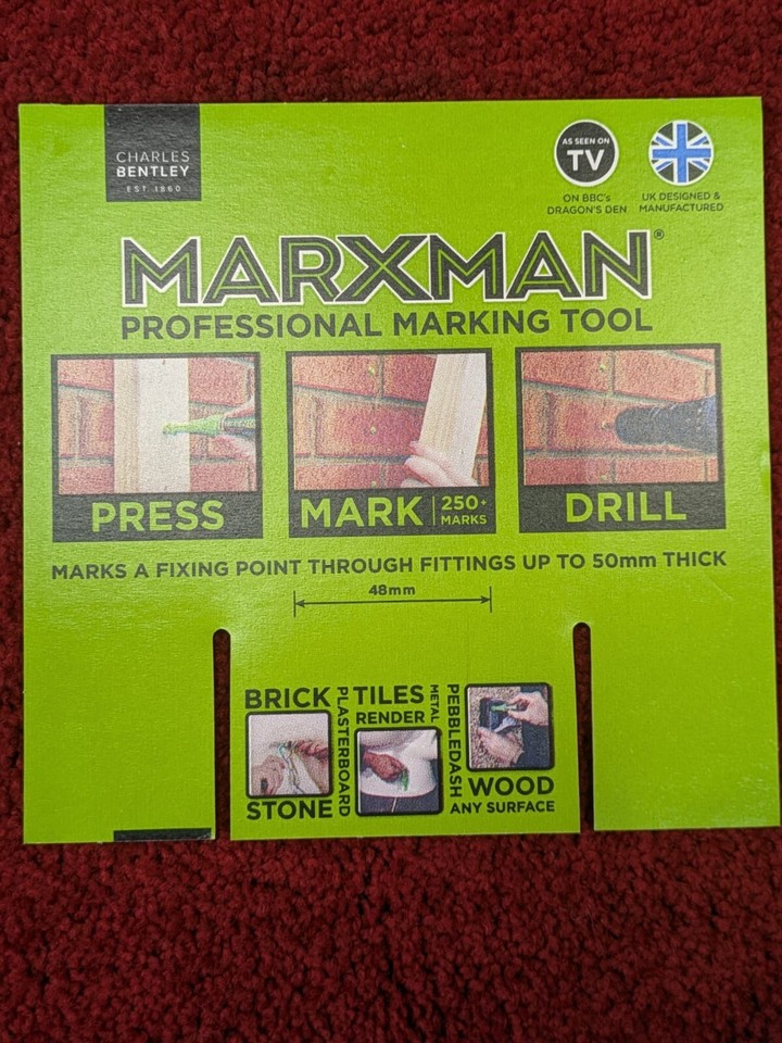 4x Genuine Marxman Professional Deep Hole 50mm Thick Marking Tool Chalk ...