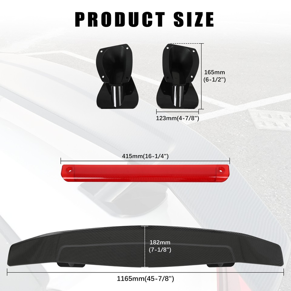 47" Car Rear Trunk Spoiler Wing Carbon Fiber W/Adhesive For Dodge ...