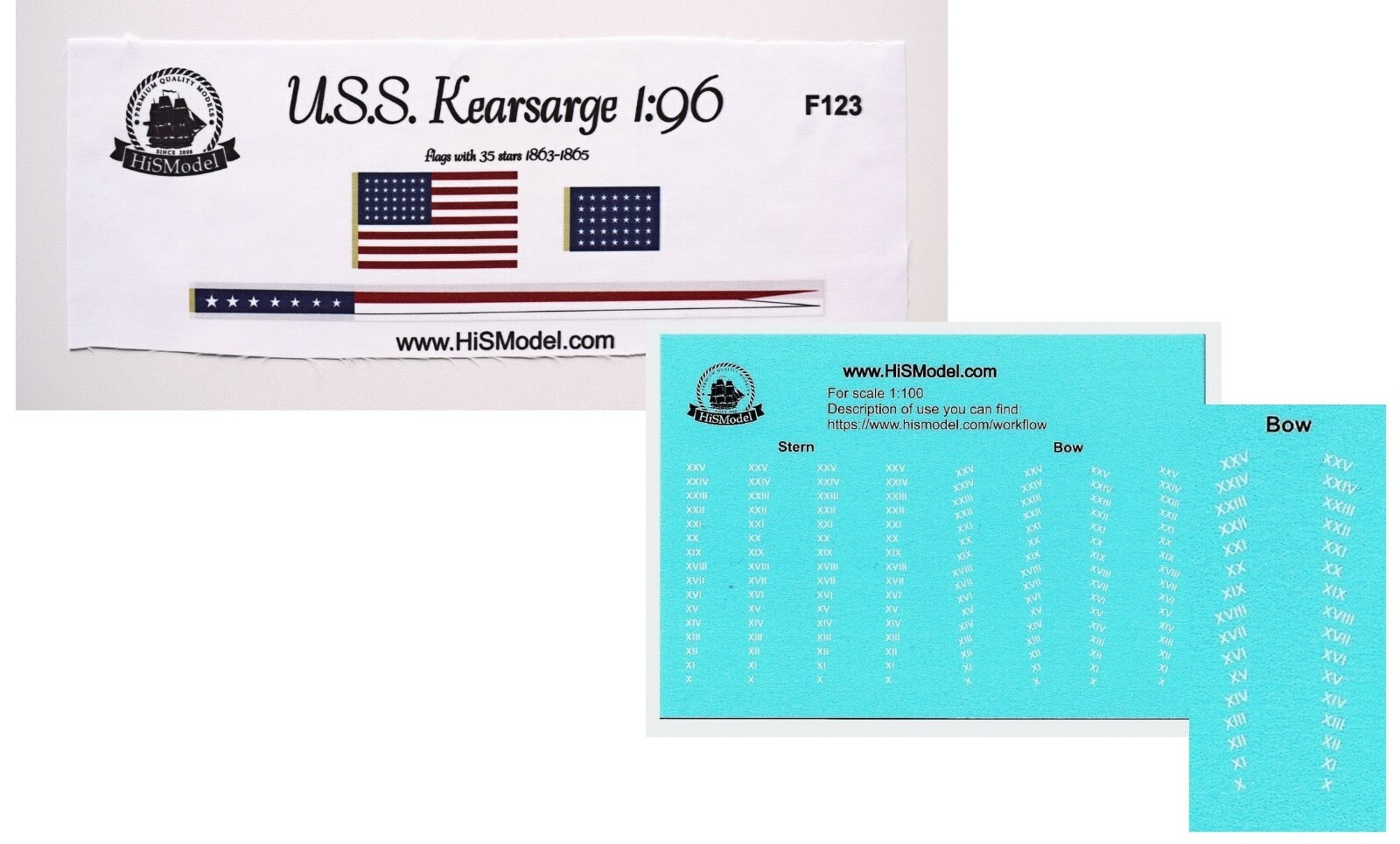 Revell USS Kearsarge 1:96 - Flags and Draft scales for model | eBay
