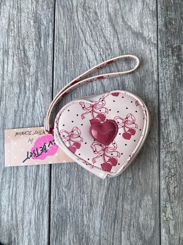 Betsey Johnson Heart-Shaped Cherry Coin Purse Pink, Cherry and bow ...