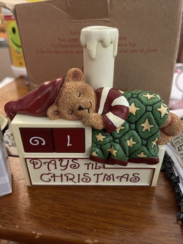 Avon Christmas Countdown With Lamp Light Sleeping Teddy Holiday Decor ...