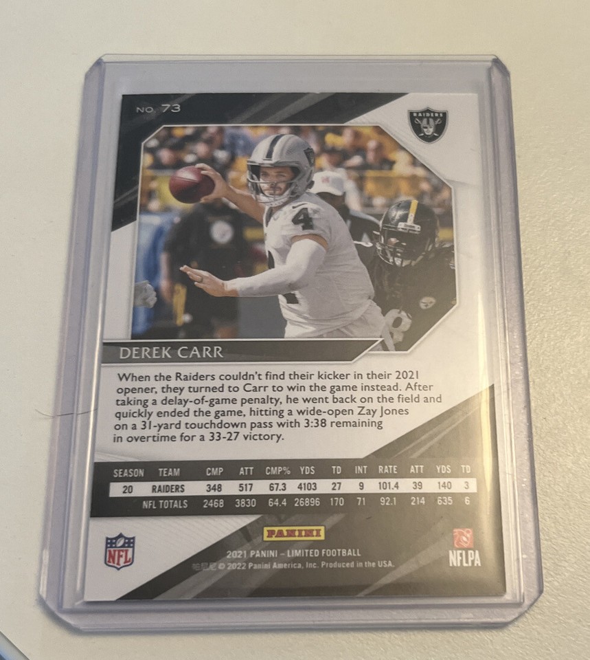 2021 Limited Derek Carr Red SP /49 Raiders Saints | eBay