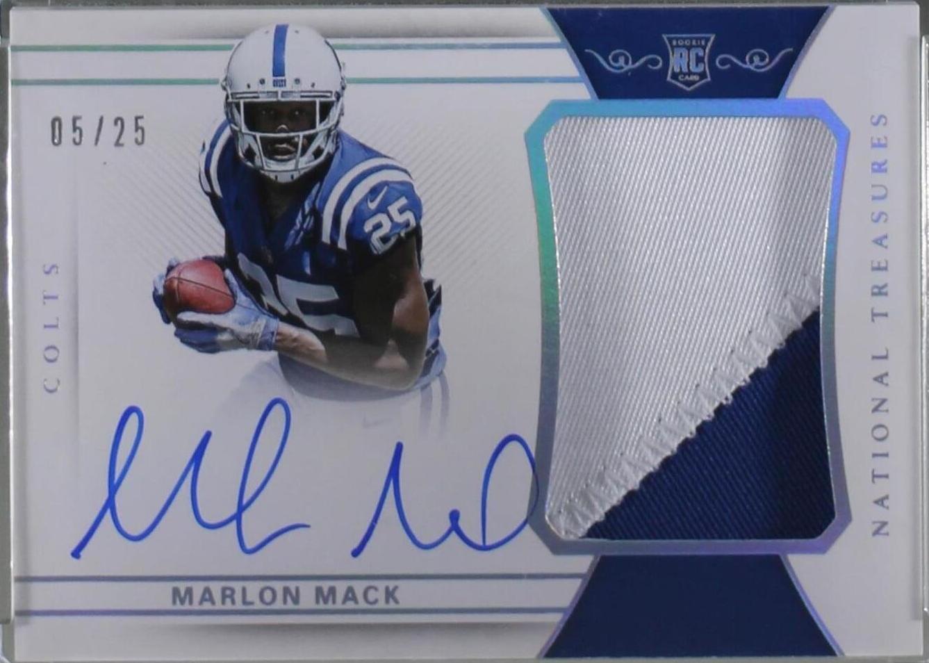 2017 Panini National Treasures - Rookie Patch Autograph Marlon Mack ...