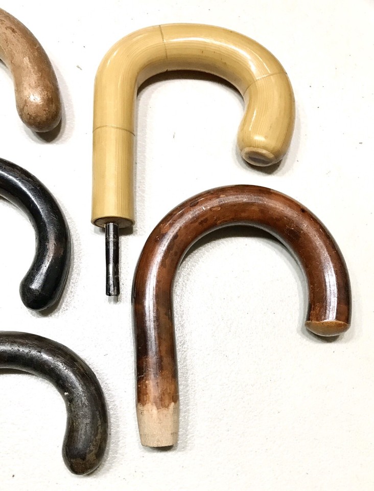 (8) Vintage Antique Wood Bakelite Bamboo Crook Walking Stick Cane ...