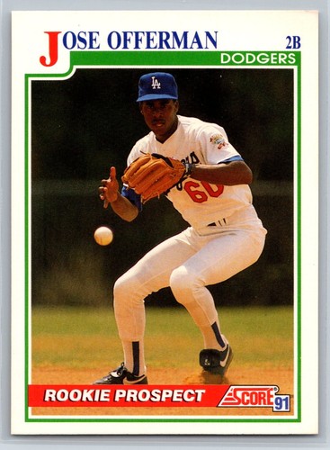 1991 Score Jose Offerman Rookie Los Angeles Dodgers RC #343 | eBay