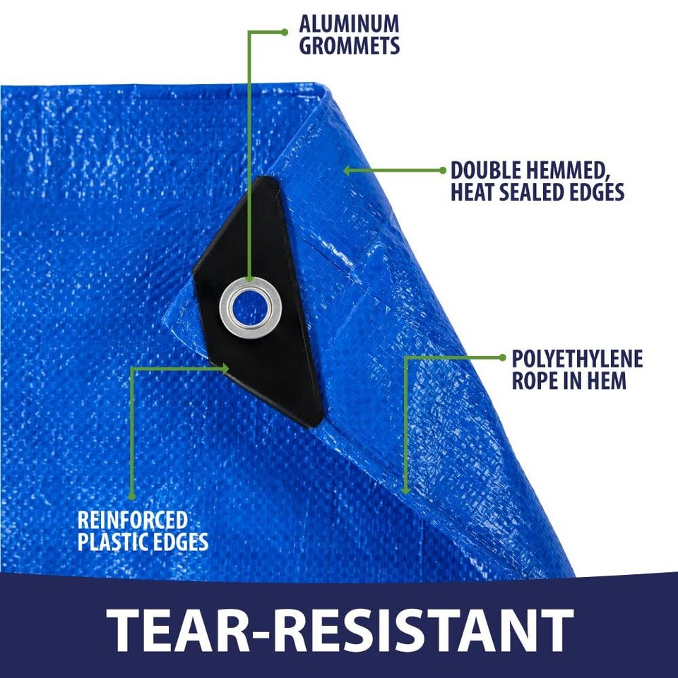 All Weather 100% Waterproof Heavy Duty Tarp 2 Pack 5 Mil UV Temperature ...