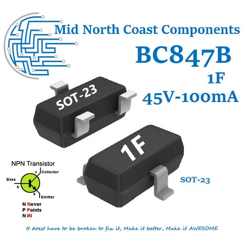 BC847B-G 1F 45V 0.1A 200mW NPN Small Signal Silicon Transistor SMD SOT ...