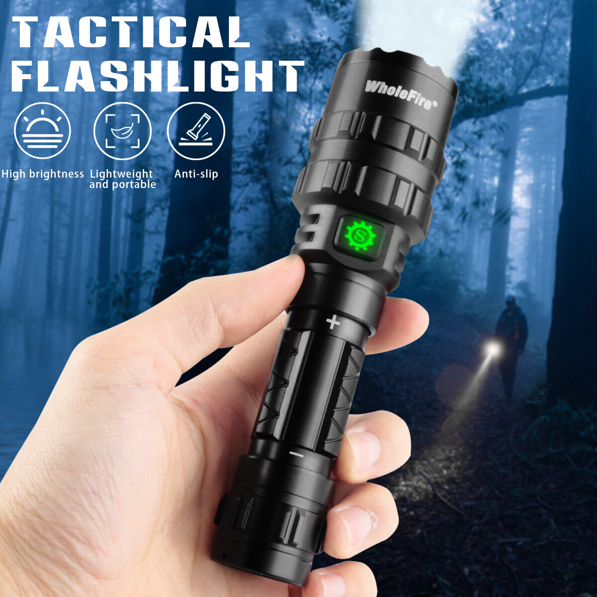 500000 Lumens Rechargeable LED Flashlight Tactical Gun Mounted Light ...