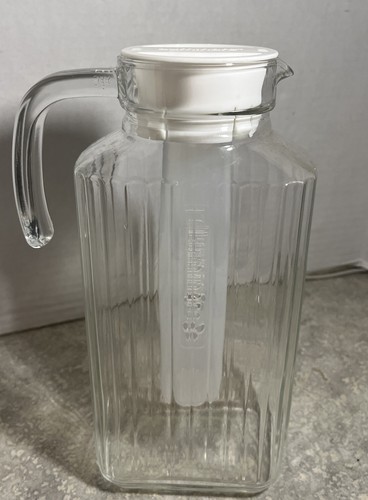 Vintage Luminarc Clear glass Water Pitcher w/lid and infuser Arc France ...