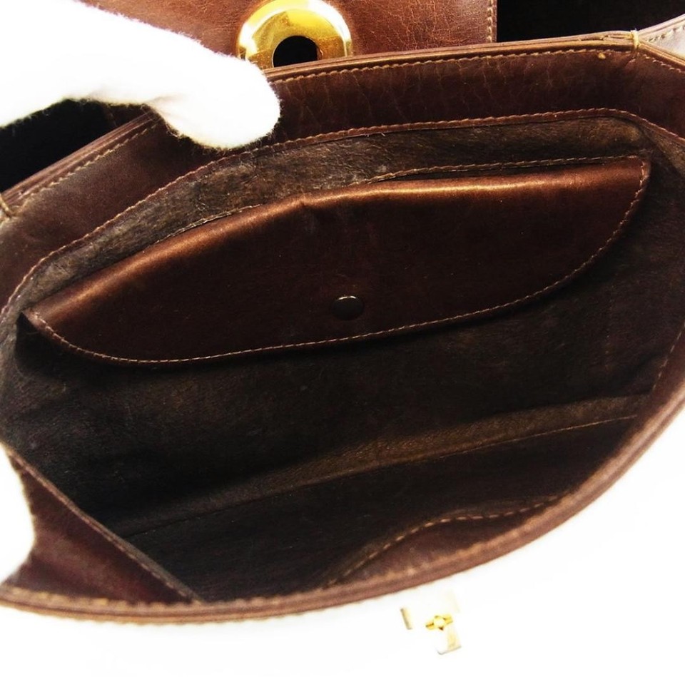 Excellent condition Gucci Handbag Box Calf Leather Turn Lock Gold ...