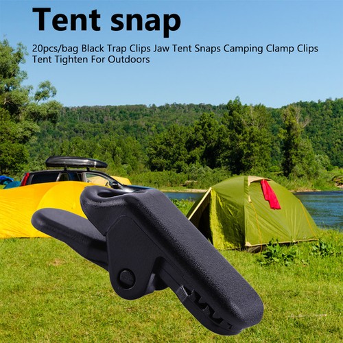 20pcs/bag Black Trap Clips Jaw Tent Snaps Camping Clamp Clips Tent ...