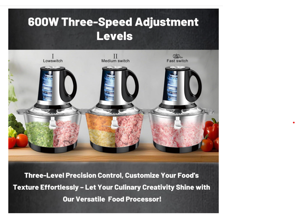 600W Electric Meat Grinder Food Processor 2L Stainless Steel Bowl ...