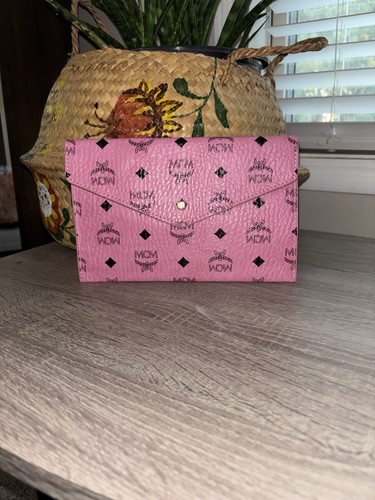 Authentic W/gift Box MCM Envelope Pouch Clutch Pink Visetos | eBay