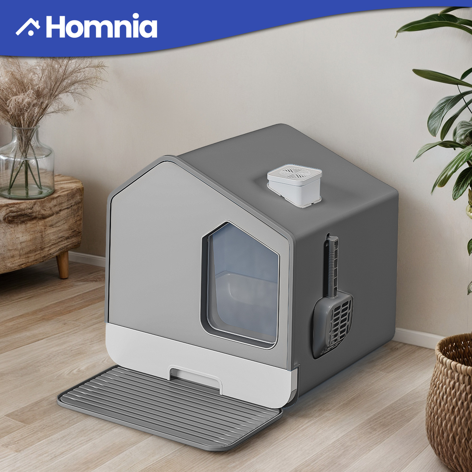 17"x15" Cat Litter Box Enclosed Kitten House Toilet Odorless Air Vent ...