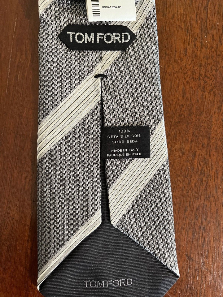 NWT TOM FORD Silver Repp Tie - 100% Silk - Made in Italy | eBay