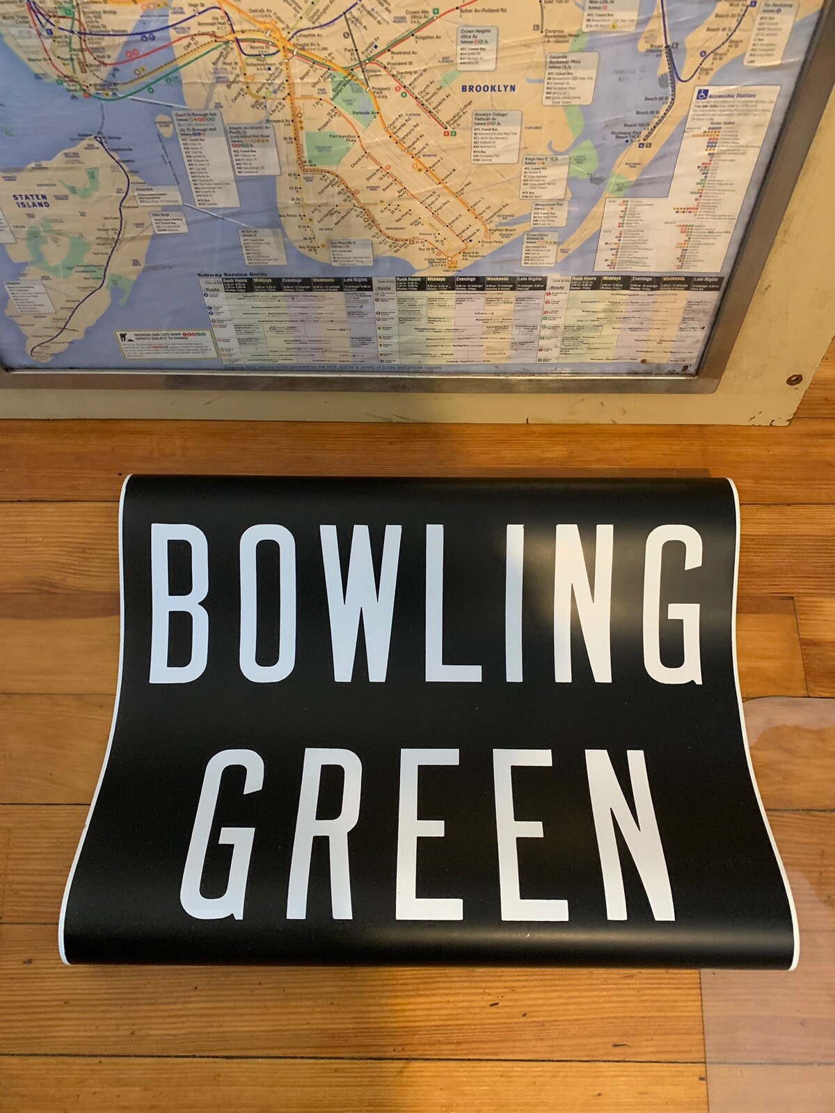 NY NYC SUBWAY ROLL SIGN BOWLING GREEN PARK FINANCIAL DISTRICT BROADWAY ...