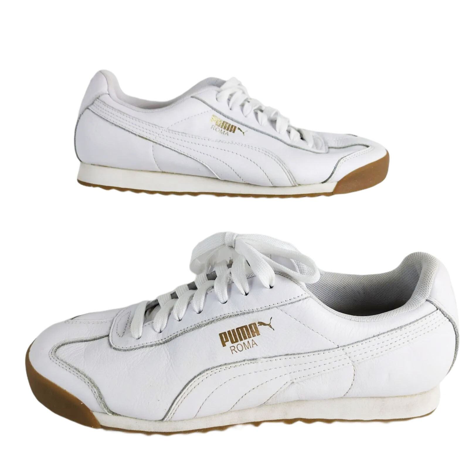 Puma Roma Classic White Gum Gold Men's 10 Running Sho… - Gem