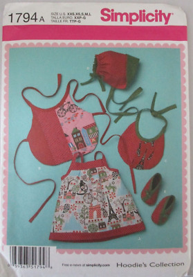 Simplicity Sewing Pattern #1794, Size XXS-XS-S-M-L, Baby Dress, Bib ...
