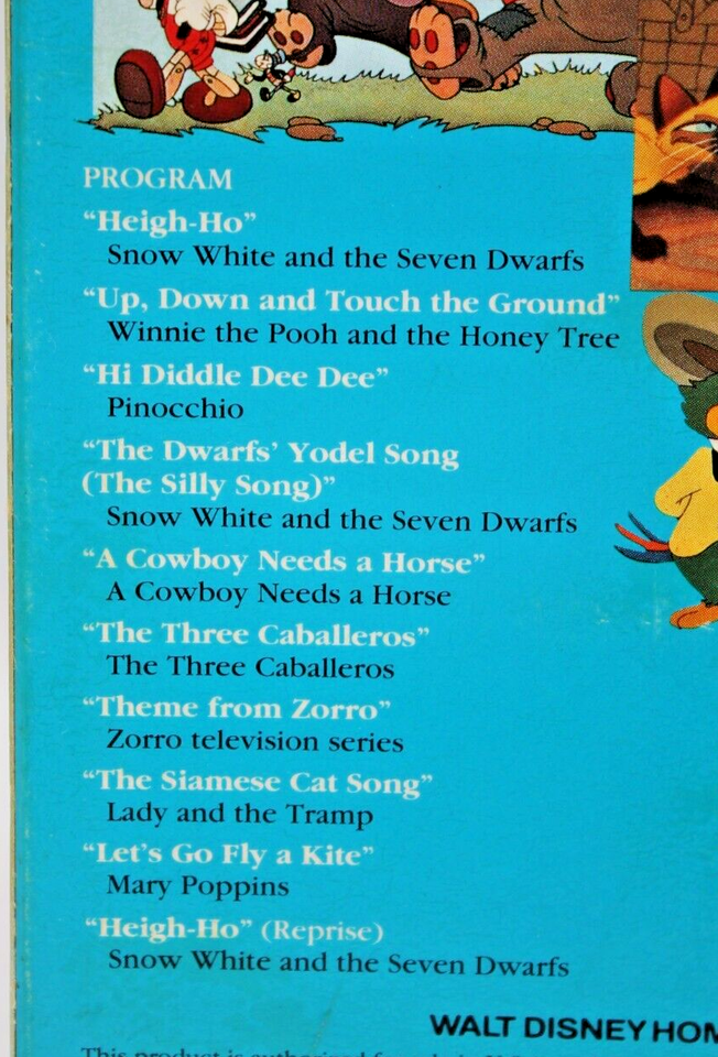 Disney Sing Along Songs Heigh-Ho VHS 1994 Vol 1 Snow White Music ...