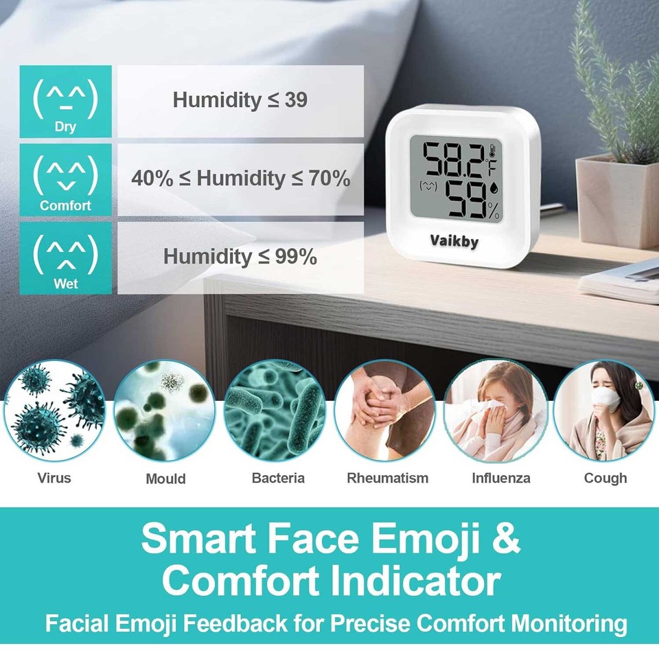 4 Pcs Digital Hygrometer Indoor Mini Thermometer Humidity Meter Room ...