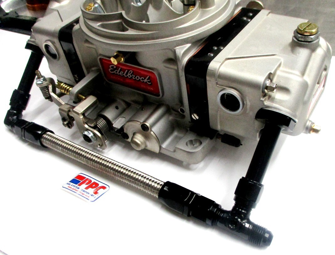 Edelbrock VRS -08 an Fuel Inlet Line W/Steel Braid Hose Show Polish ...