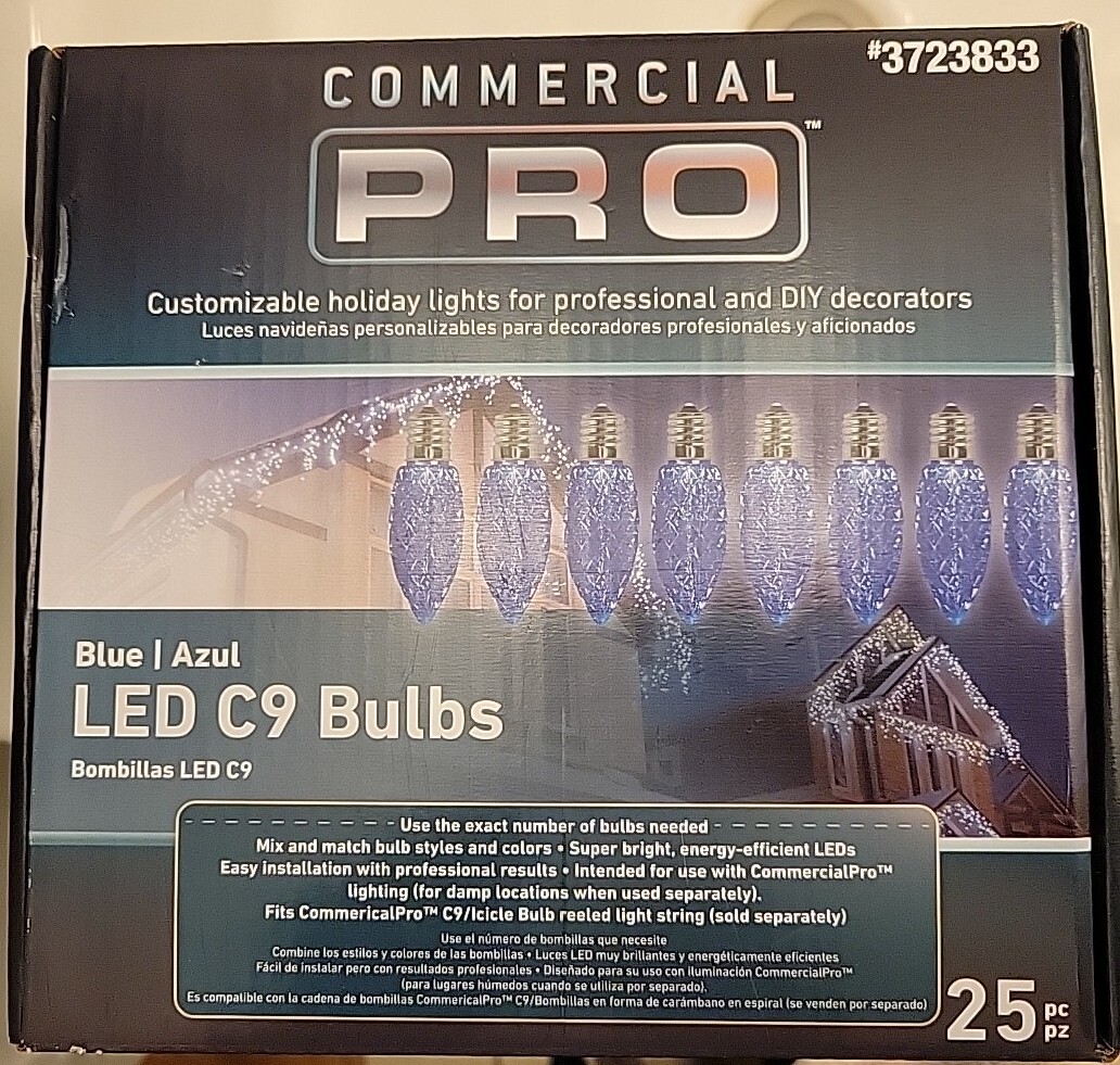 25 Blue Led Christmas Light Sets Holiday Bright Lights LED C9 Blue 25