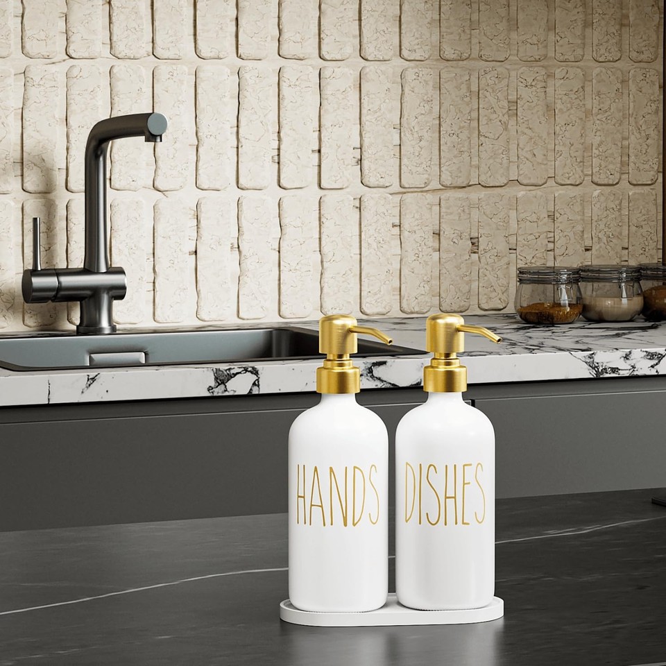 Kitchen Soap Dispenser Set, Contains Dish and Hand Soap Dispenser ...