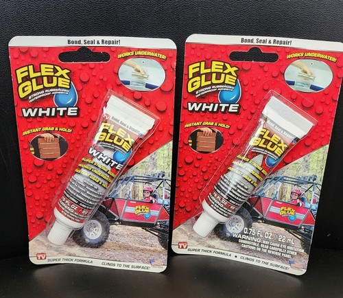 Flex Glue White Mini Super Strong Rubberized Waterproof Adhesive 0.75oz 2 packs | eBay