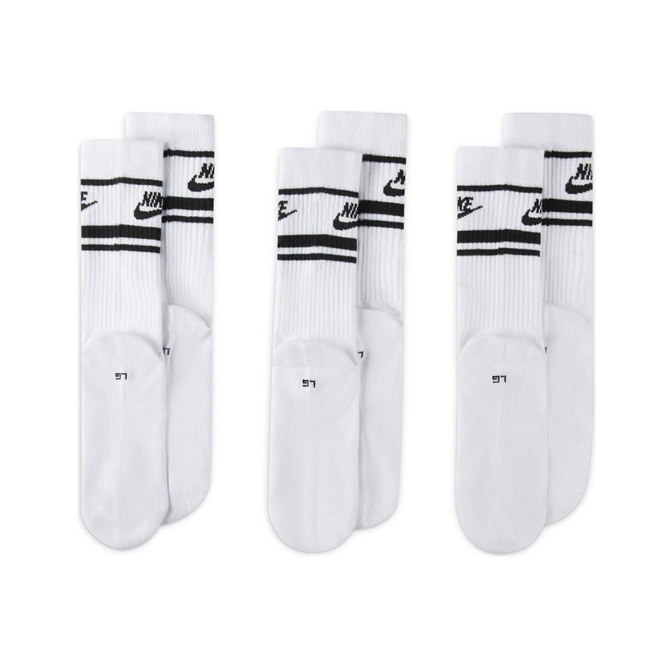 Nike Sportswear Dri-FIT Essential Crew Socks DX5089-103 White/Black XS ...