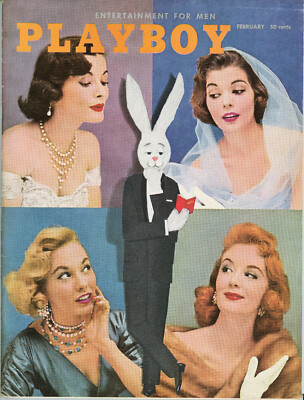 PLAYBOY FEBRUARY 1956 COVER: Four Ladies with Mr. Playboy Marguerite ...
