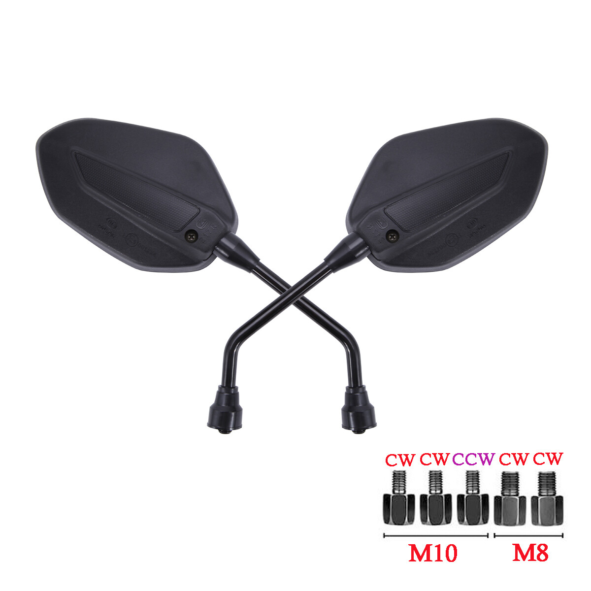 Pair Side Mirrors Rearview Black For Honda XR650L XR250L XR350R ...