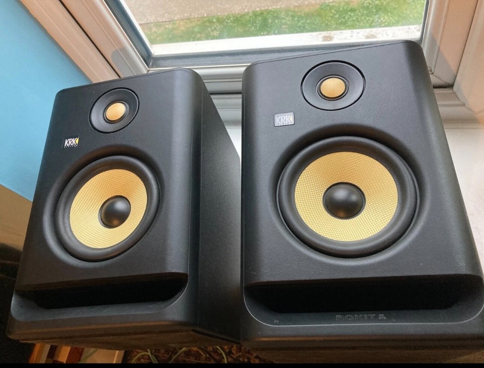 KRK Rokit RP5 G4 Studio Monitor Speakers, 5", Black/Yellow Pair x 2 ...
