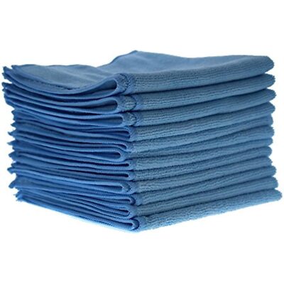 8-Pack 14" x 14" Blue Commercial Grade All-Purpose Microfiber HIGHLY ...