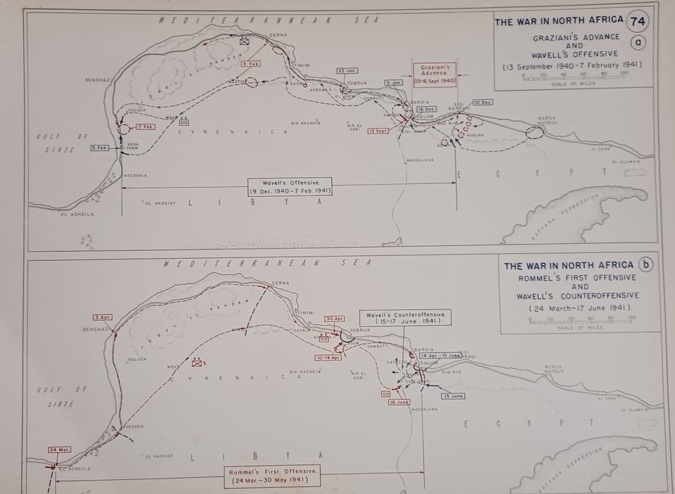 1950's 8 Vintage WW2 North Africa Campaign Map 09/1940 to 02/1943 | eBay