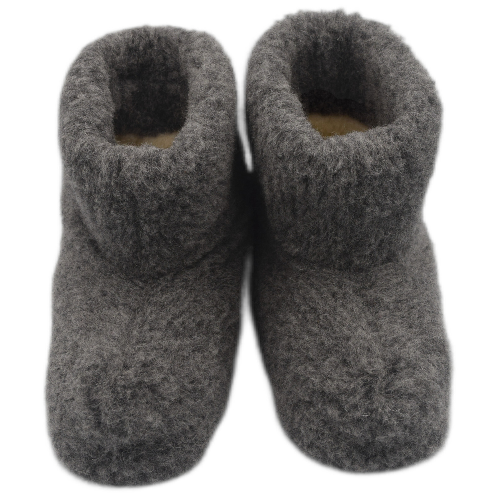 Men's Dark Grey Slippers Winter Warm Cosy Fur Ankle Boots Natural Sheep ...