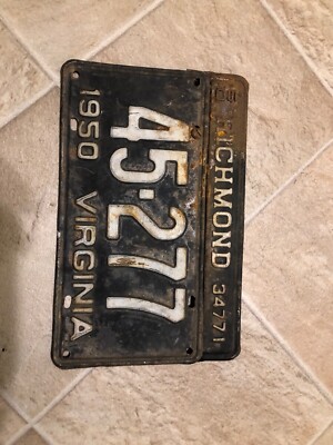 1950 Richmond Virginia license plate and License plate topper | eBay