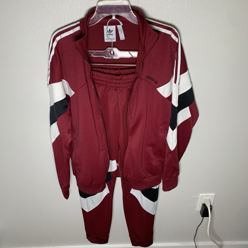 ADIDAS Originals Unisex 2 Piece Tracksuit Jacket/Pant Set Maroon Red ...