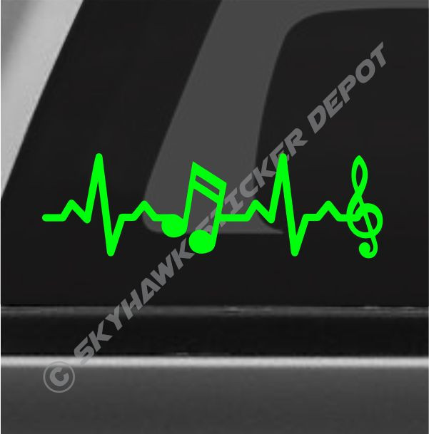 Heartbeat Music Note Bumper Sticker Vinyl Decal Treble Clef Decal ...