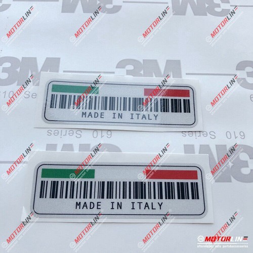 (2) 4'' Made In Italy Decal Sticker Bar Code Car Vinyl Italian Flag ...