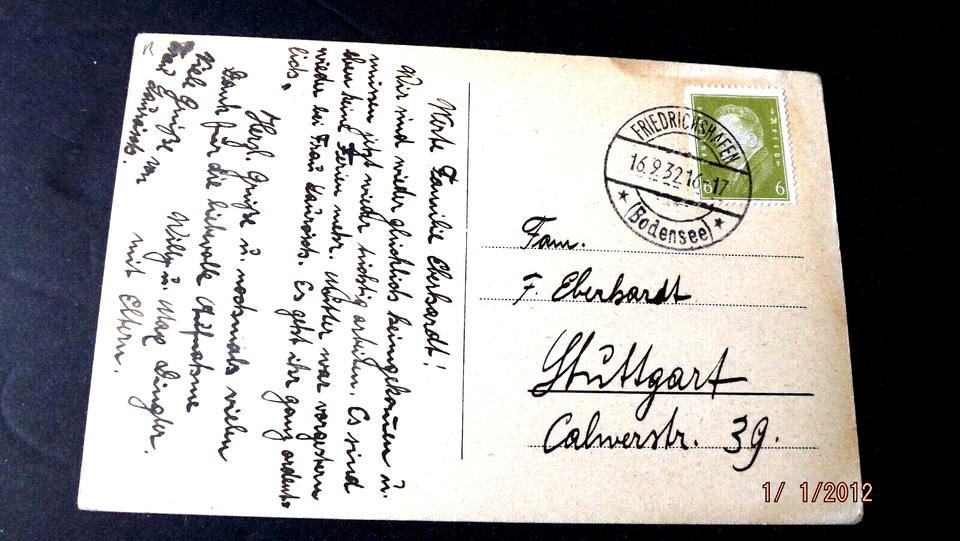 German Zeppelin Postcard - The Graf Zeppelin Led out of the Great Hall ...