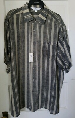 NWT GENELLI MEN'S GRAY STRIPED SILK SHIRT SZ XXL | eBay