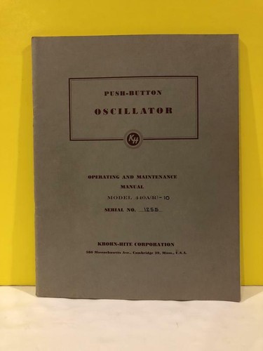 Krohn-Hite Push-Button Oscillator Model 440A Â® Operating and ...
